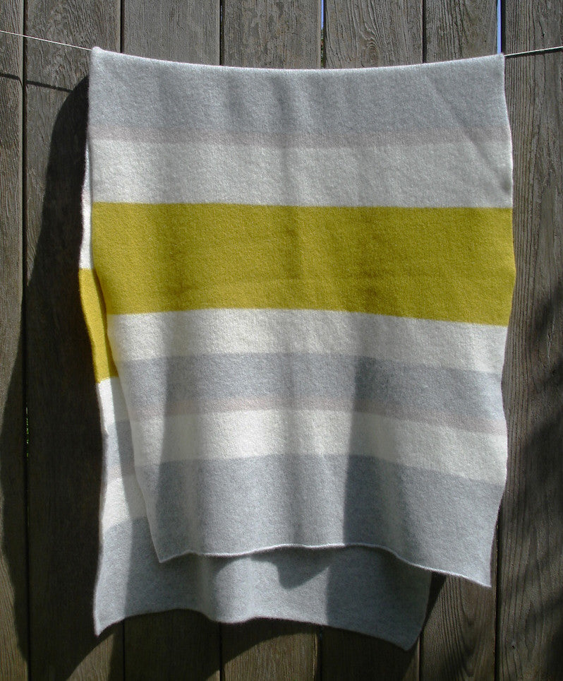 Lambswool Creamy White, Palest Grey and Deep Yellow Striped Throw ...